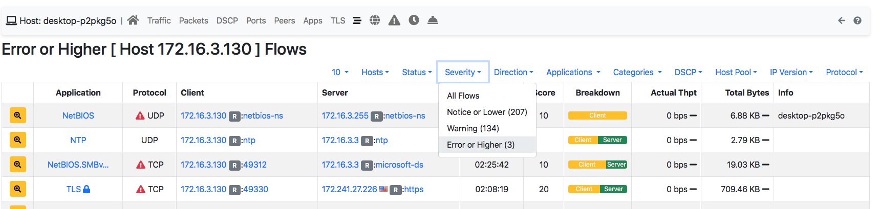 Severity menu not working in host flows · Issue #5990 · ntop/ntopng · GitHub