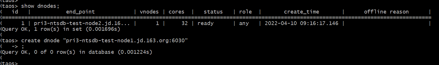 After The Cluster Is Set Up The Taos Built In Database Log Shows That Synchronization Is In