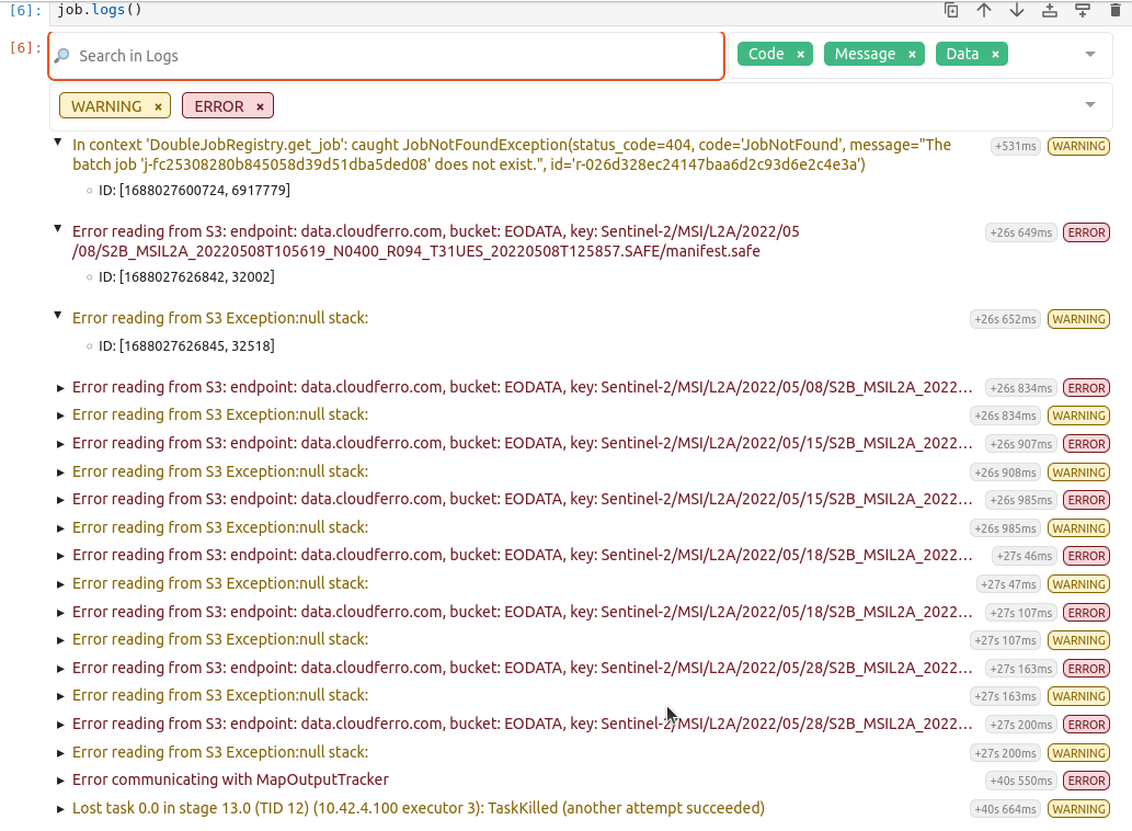 Quite a lot of warning logs with a simple job · Issue #455 · Open-EO/openeo-geopyspark-driver ...
