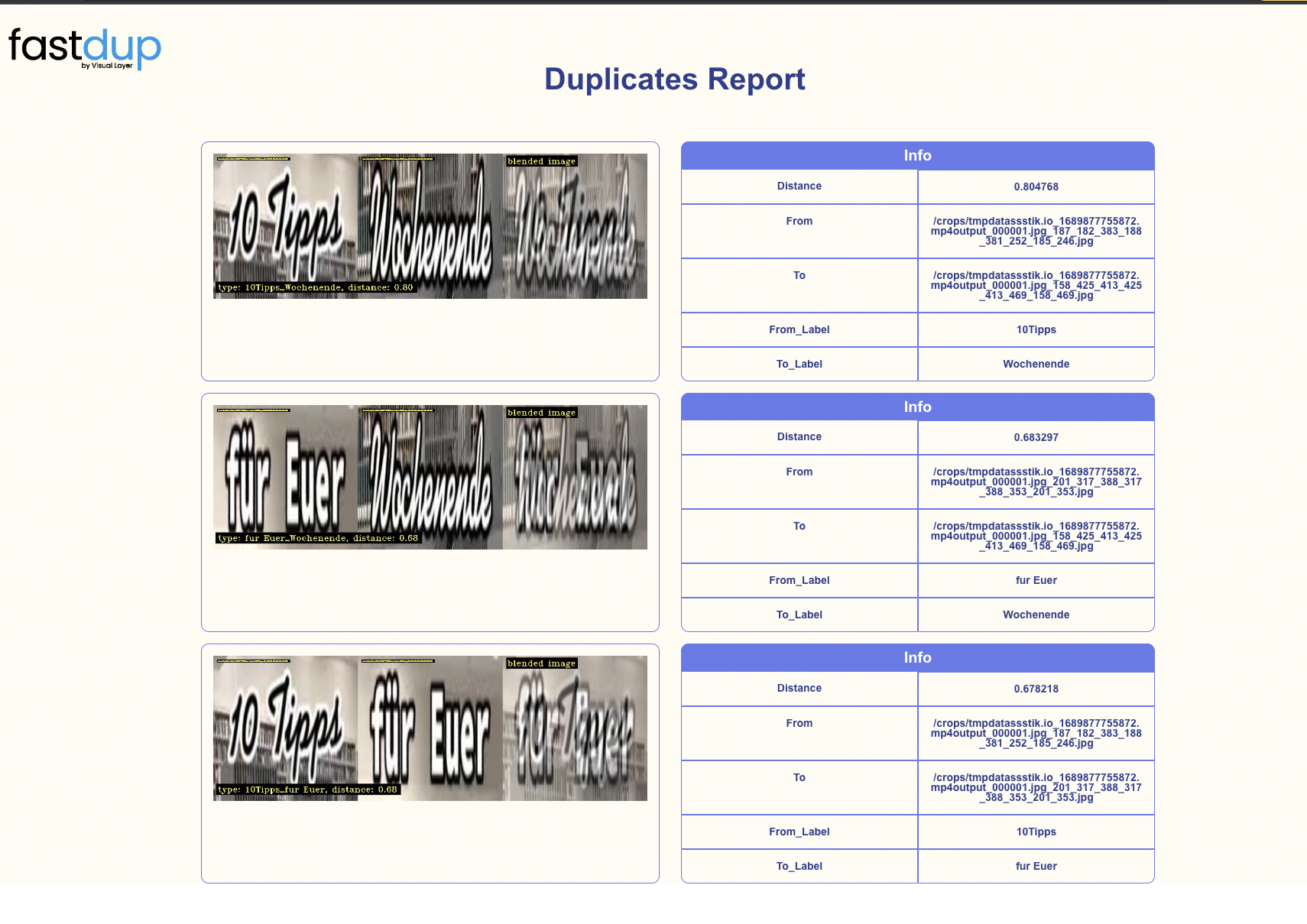[feature Request] Add Detection Label And Score In Reports · Issue 238 · Visual Layer Fastdup