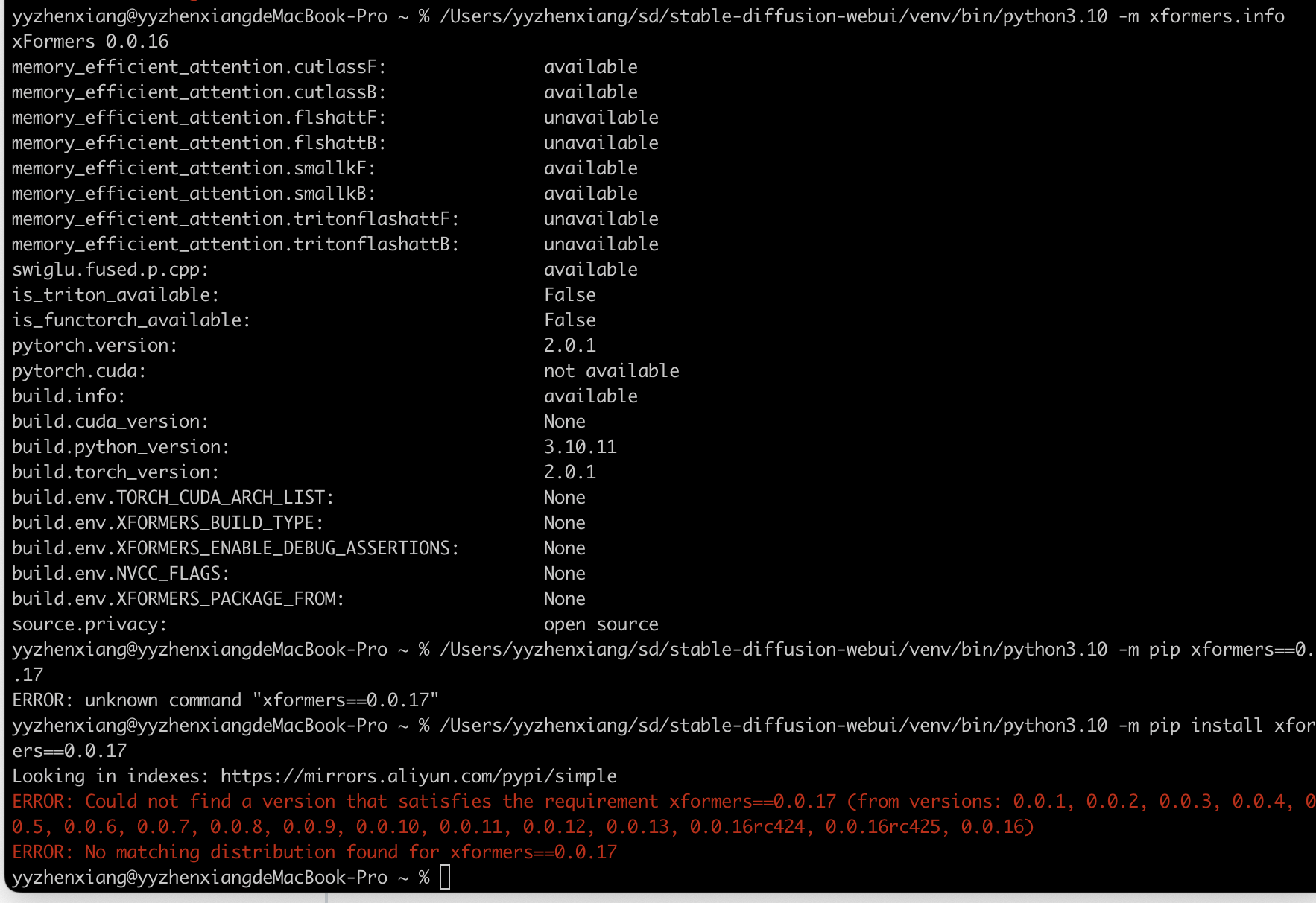 [python `3.11`] Unable to install xFormers above v0.0.16 · Issue #749 · facebookresearch ...