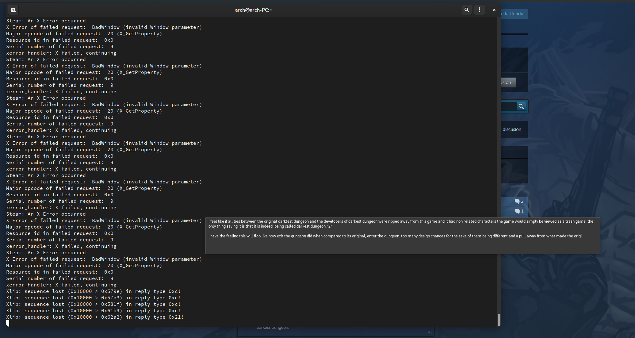 Bubble with topic content from the Steam forums just doesn't dissapear ...