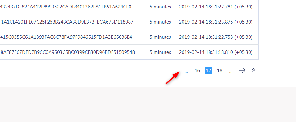 Previous pagination arrow is not showing after move to the next page from block explorer page ...