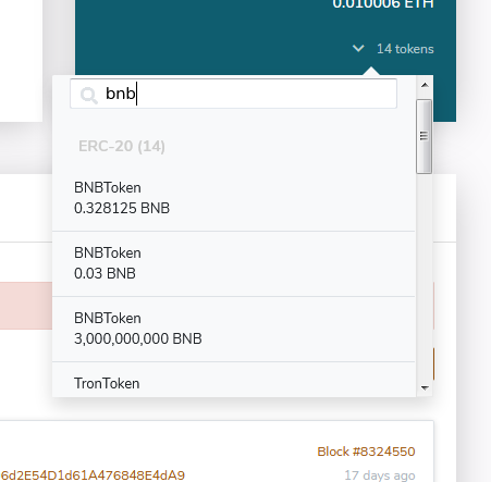 Search is not working under Token list dropdown entries on address details page · Issue #60 ...