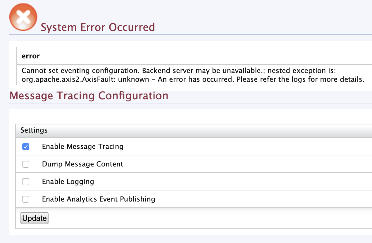 Apim 30 System Error When Enabling Message Tracing Configuration · Issue 6831 · Wso2product 8985