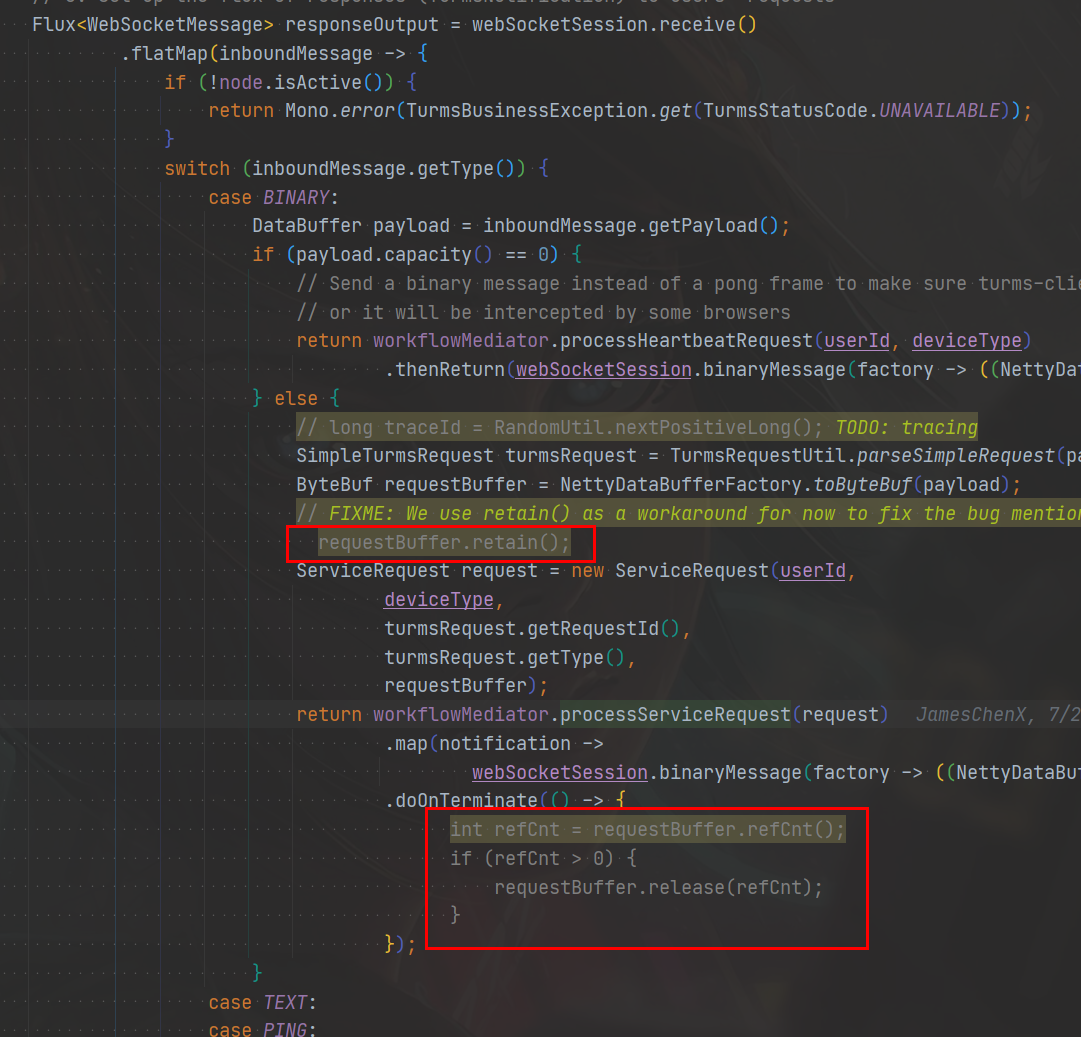 FluxReceive should check the reference count of the bytebuf and only tries to release it quietly ...