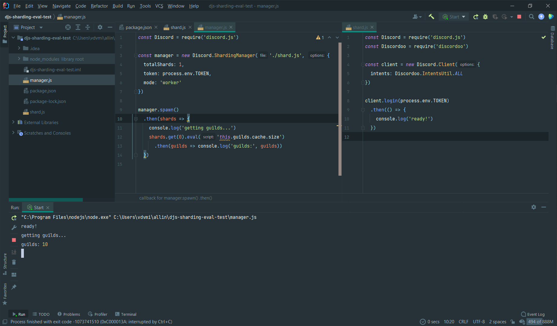 Bug: .eval(() => someFunction) returns infinite promise · Issue #6626 · discordjs/discord.js ...