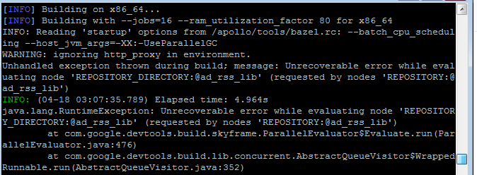 Build Error: Unrecoverable error while evaluating node 'REPOSITORY_DIRECTORY:@ad_rss_lib ...