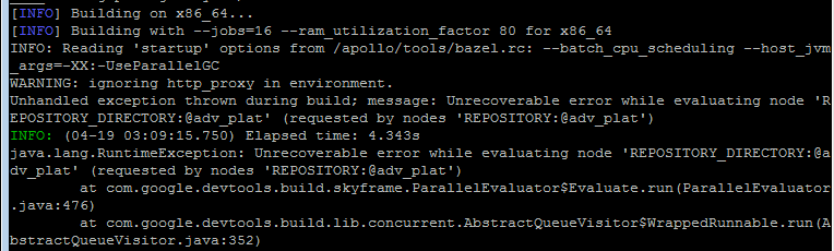 Build Error: Unrecoverable error while evaluating node 'REPOSITORY_DIRECTORY:@ad_rss_lib ...