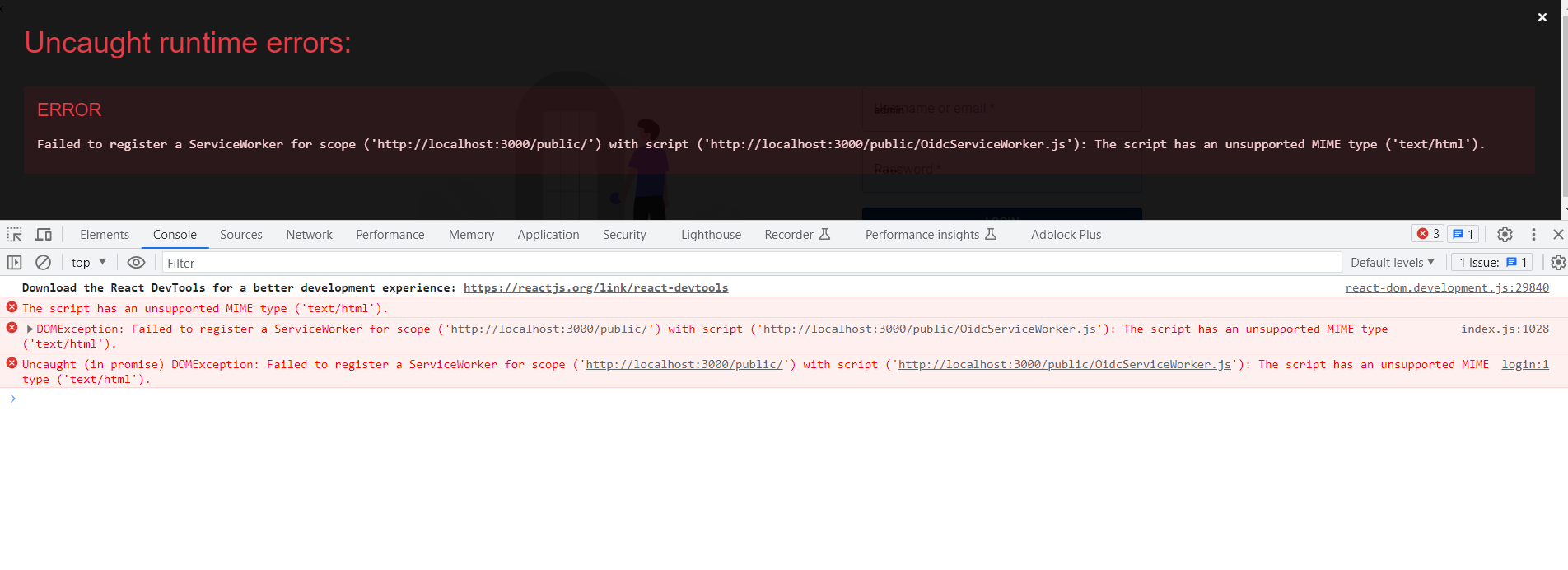 ServiceWorker.js issue can't be initialized · Issue #1122 · AxaFrance/oidc-client · GitHub