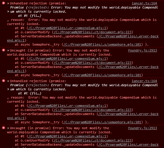 [BUG] Existing World attempting to modify world.deployable compendium · Issue #517 · Eranziel ...