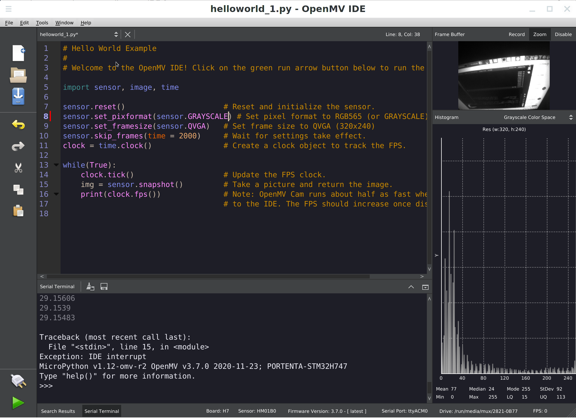 sensor.snapshot() fails on portenta h7 · Issue #994 · openmv/openmv · GitHub