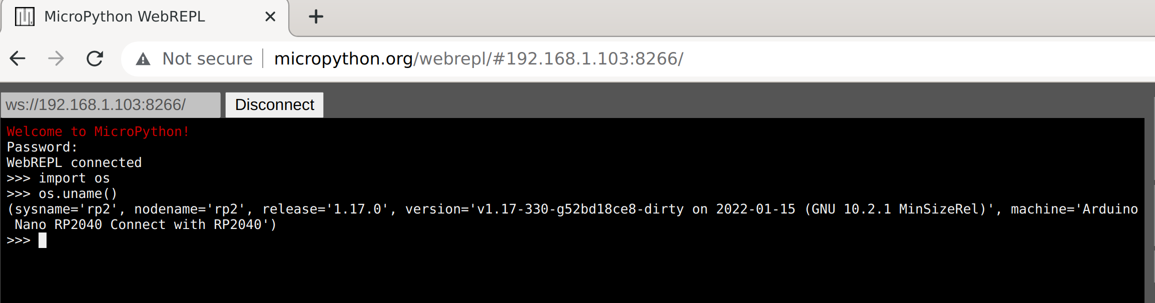 Failing To Add Webrepl For The Arduino Nano Rp2040 Connect Board · Issue 8172 · Micropython