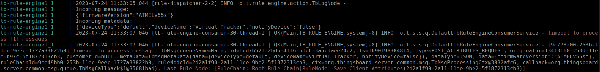Timeout to process message but rule node is null · Issue #6568 · thingsboard/thingsboard · GitHub