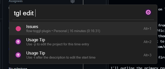 Clarify usage of `tgl edit` · Issue #34 · JamesNZL/flow-toggl-plugin · GitHub