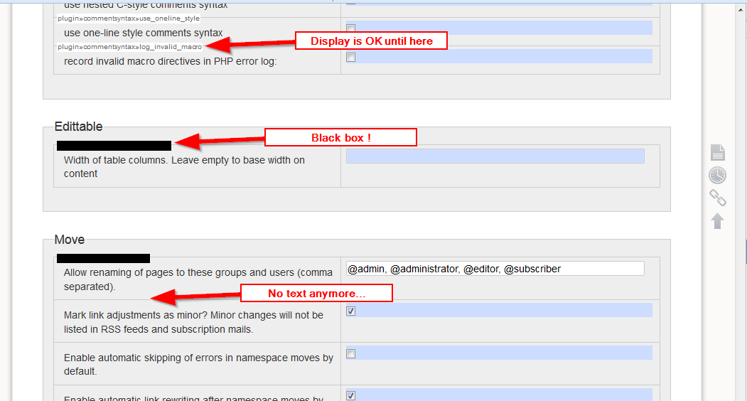 Config Manager: Plugin config's name appears as a black box · Issue #2154 · dokuwiki/dokuwiki ...