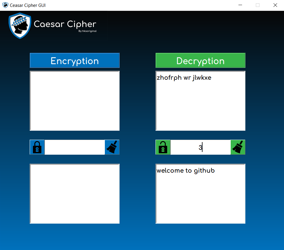 GitHub - hksoriginal/CaesarCipherGUI: In cryptography, a Caesar cipher ...