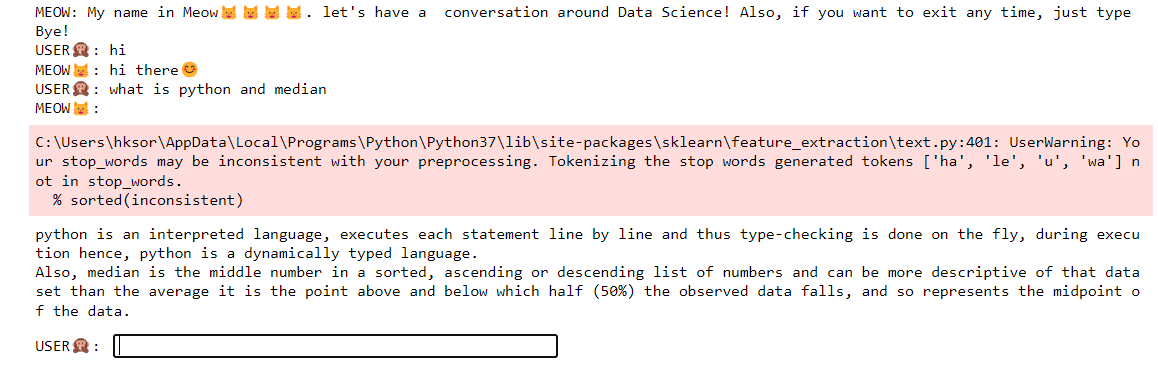 GitHub - hksoriginal/MeowBot: Conversational Chatbot, that uses 'cosine ...