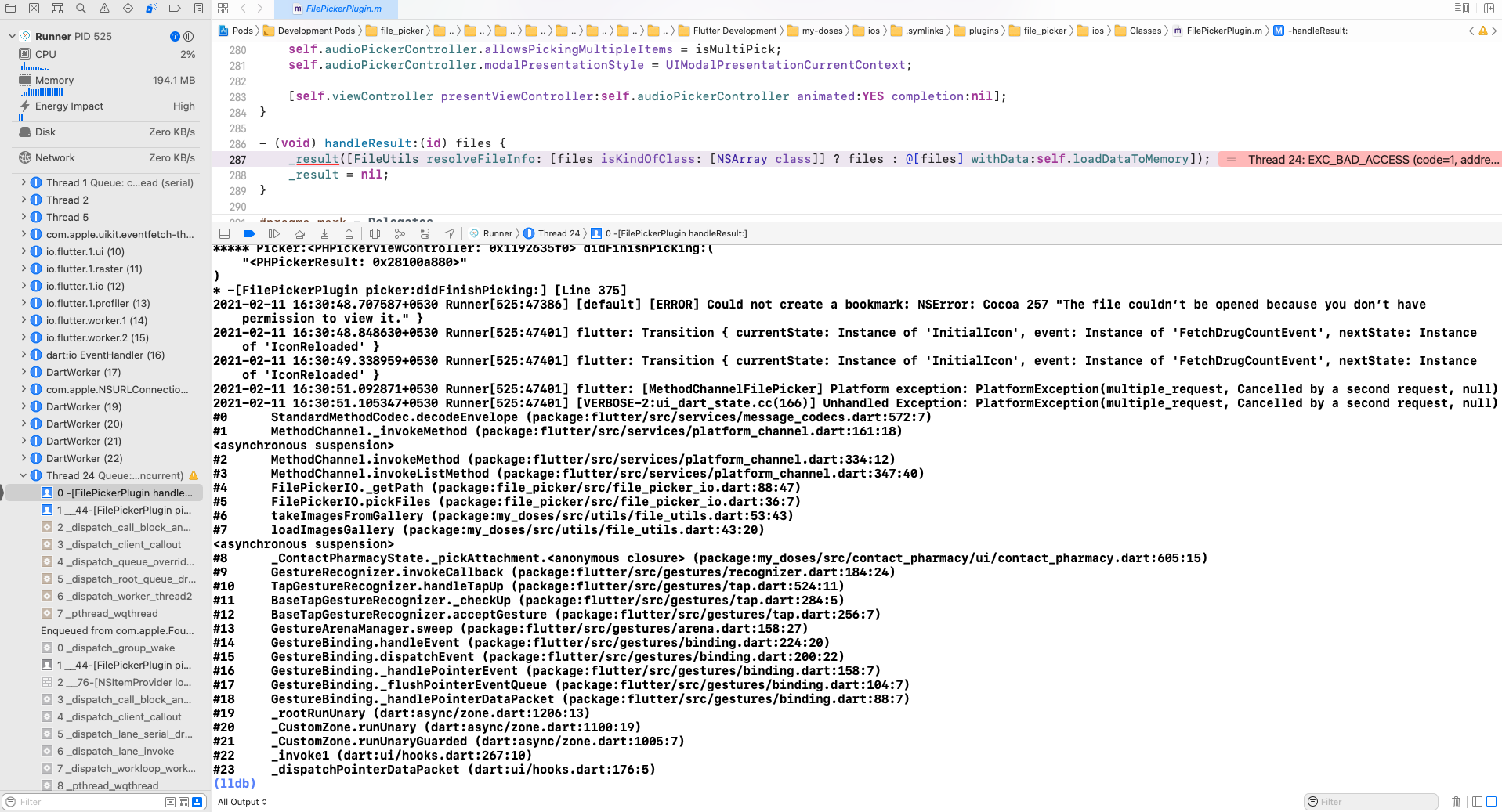 iOS: The file couldn’t be opened because you don’t have permission to view it, While Picking ...