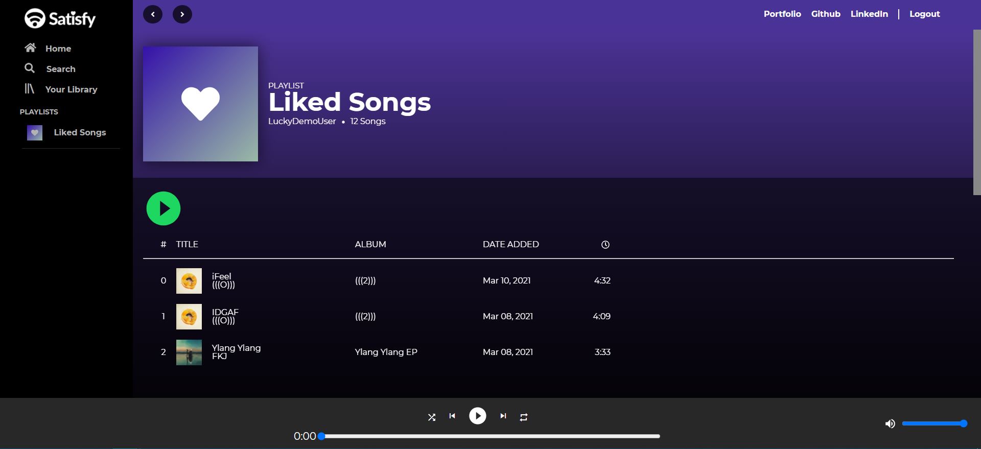 GitHub - RizzaCarla/Satisfy: Satisfy is a Spotify-inspired web app ...