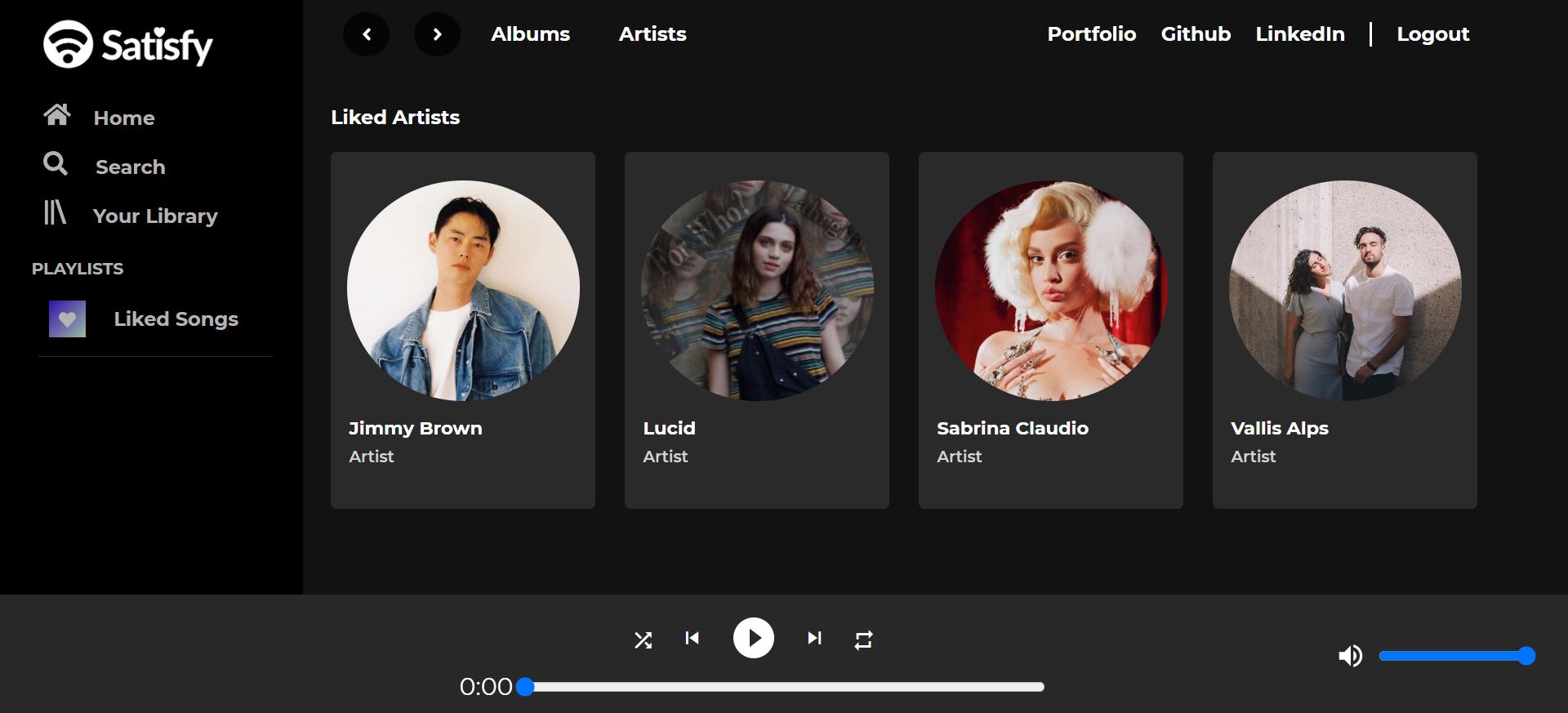 GitHub - RizzaCarla/Satisfy: Satisfy is a Spotify-inspired web app ...