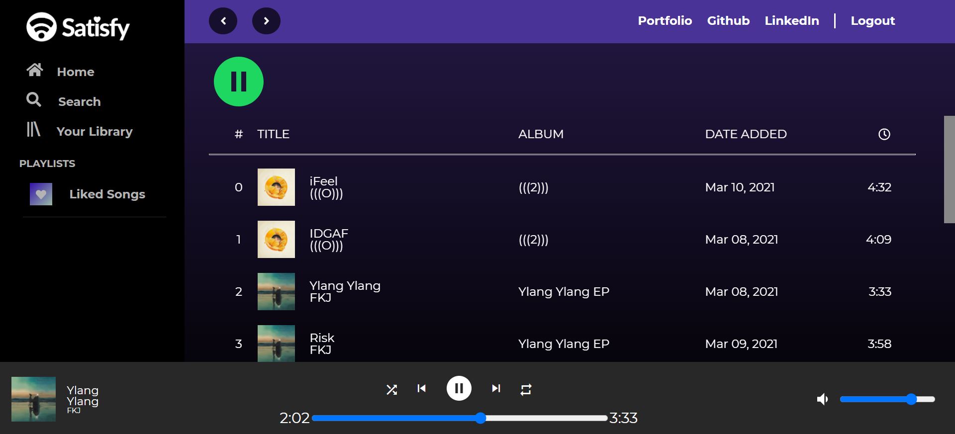 GitHub - RizzaCarla/Satisfy: Satisfy is a Spotify-inspired web app ...