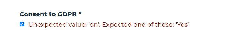 Unexpected value: 'on'. Expected one of these: 'Yes' · Issue #10728 · umbraco/Umbraco-CMS · GitHub