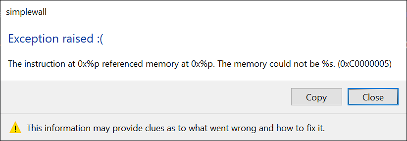 The instruction at 0x%p referenced memory at 0x%p. The memory could not ...