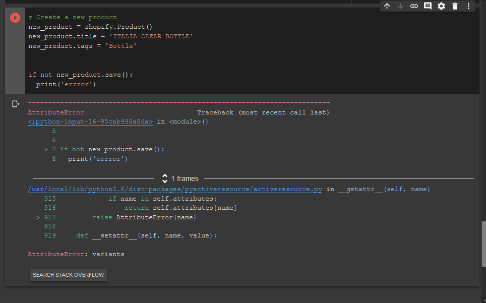 Creating a product does not work as documented, need to set variant ...