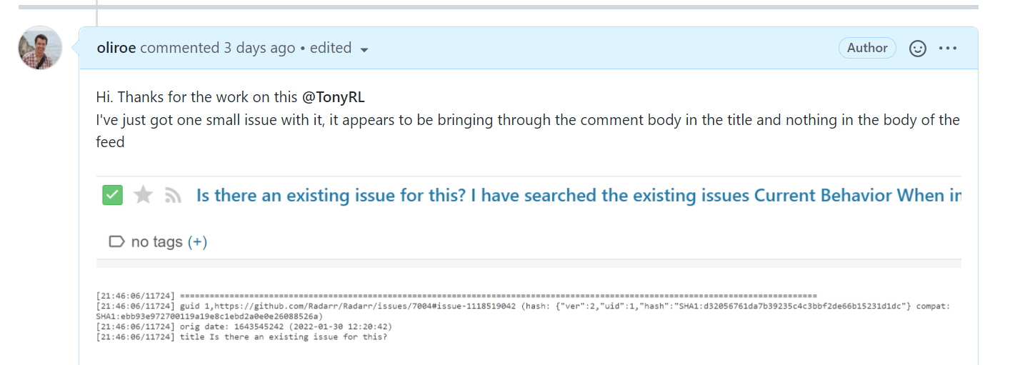 Body in Title for Github Issue/Pull comments · Issue #8997 · DIYgod/RSSHub · GitHub