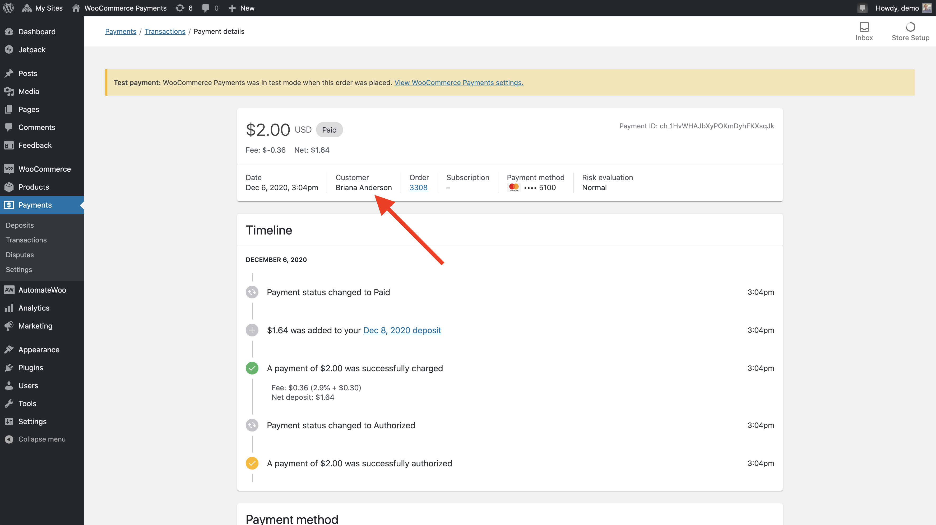 Linkify the customer name in transaction details sreen · Issue #1154 · Automattic/woocommerce ...