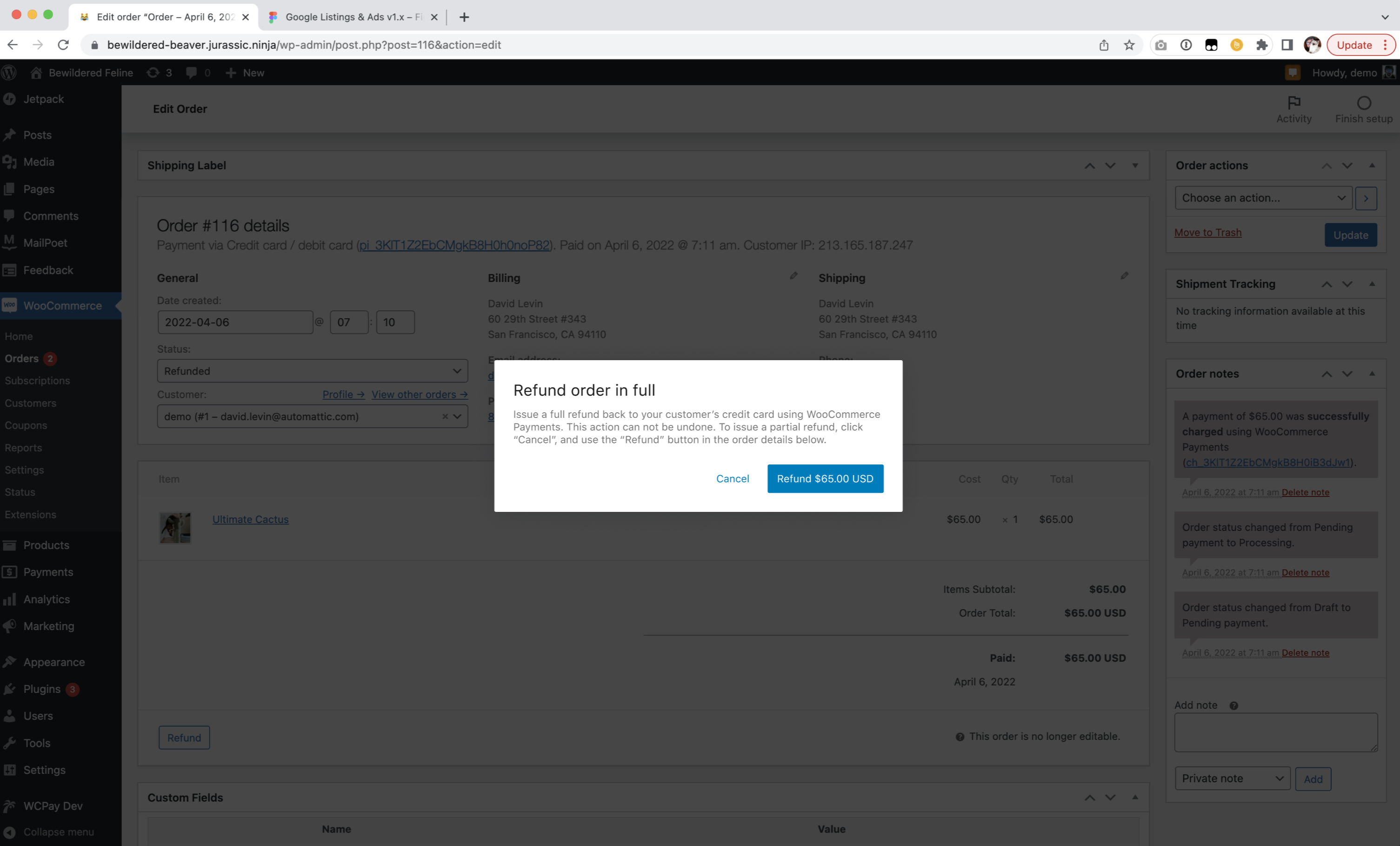 Manual refund is created when changing the order status to "Refunded" · Issue #2814 · Automattic ...