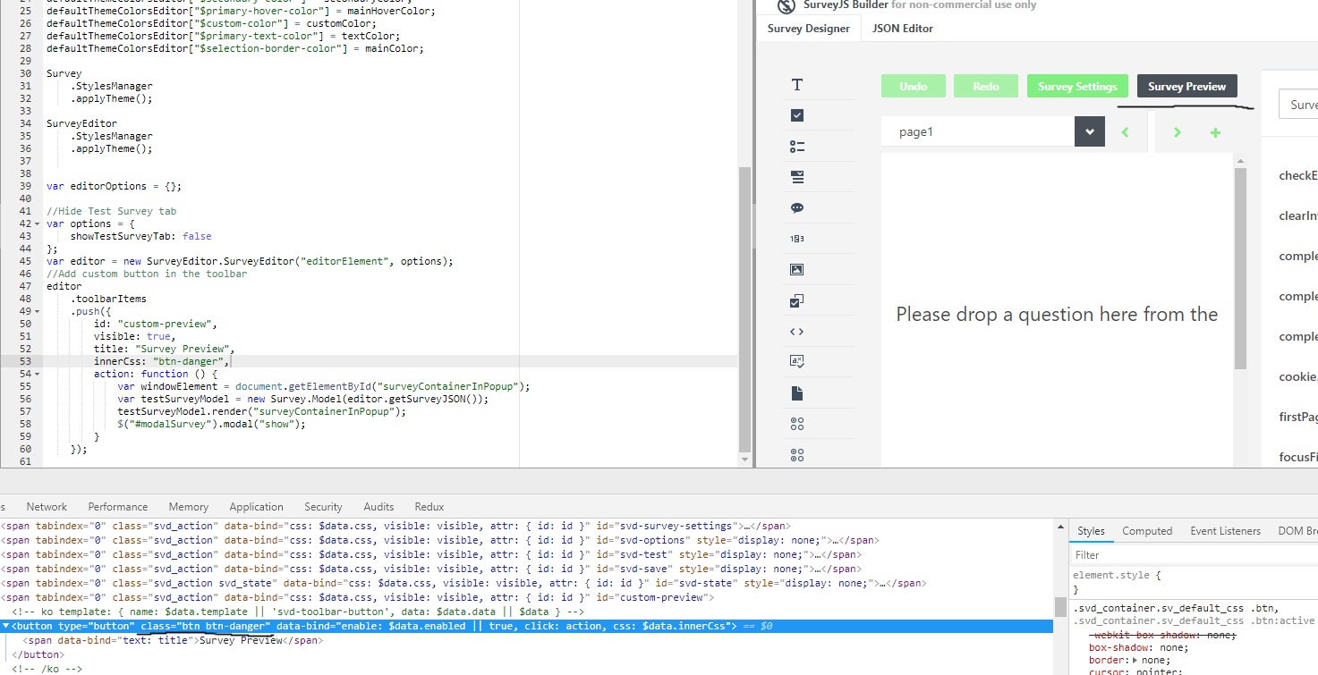 Unable to make editor toolbar have custom css for each button · Issue #486 · surveyjs/survey ...