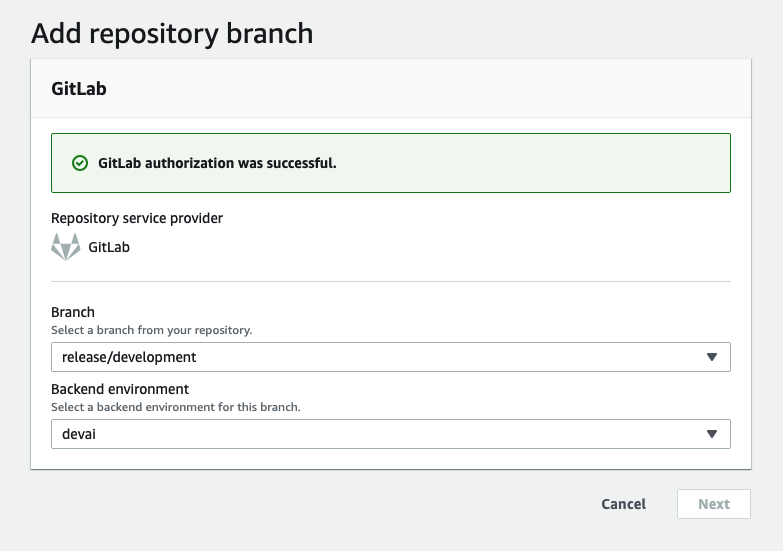 Unable to connect front-end to git branch when using GitLab connected repo · Issue #1532 · aws ...