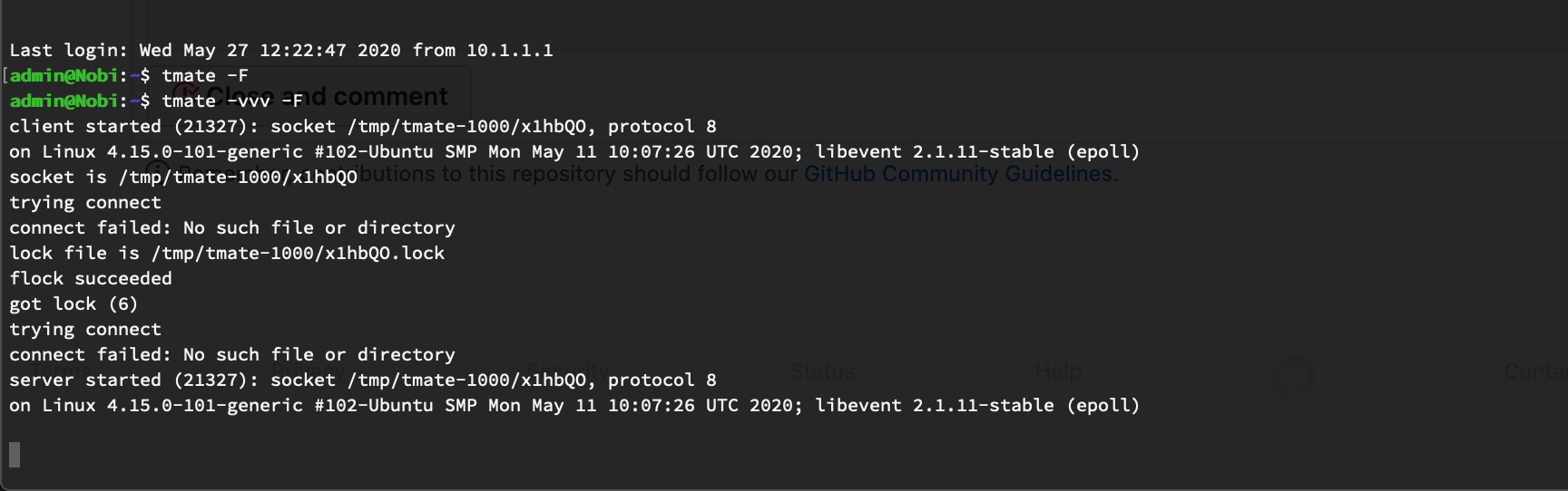 The foreground mode does not work · Issue #204 · tmate-io/tmate · GitHub