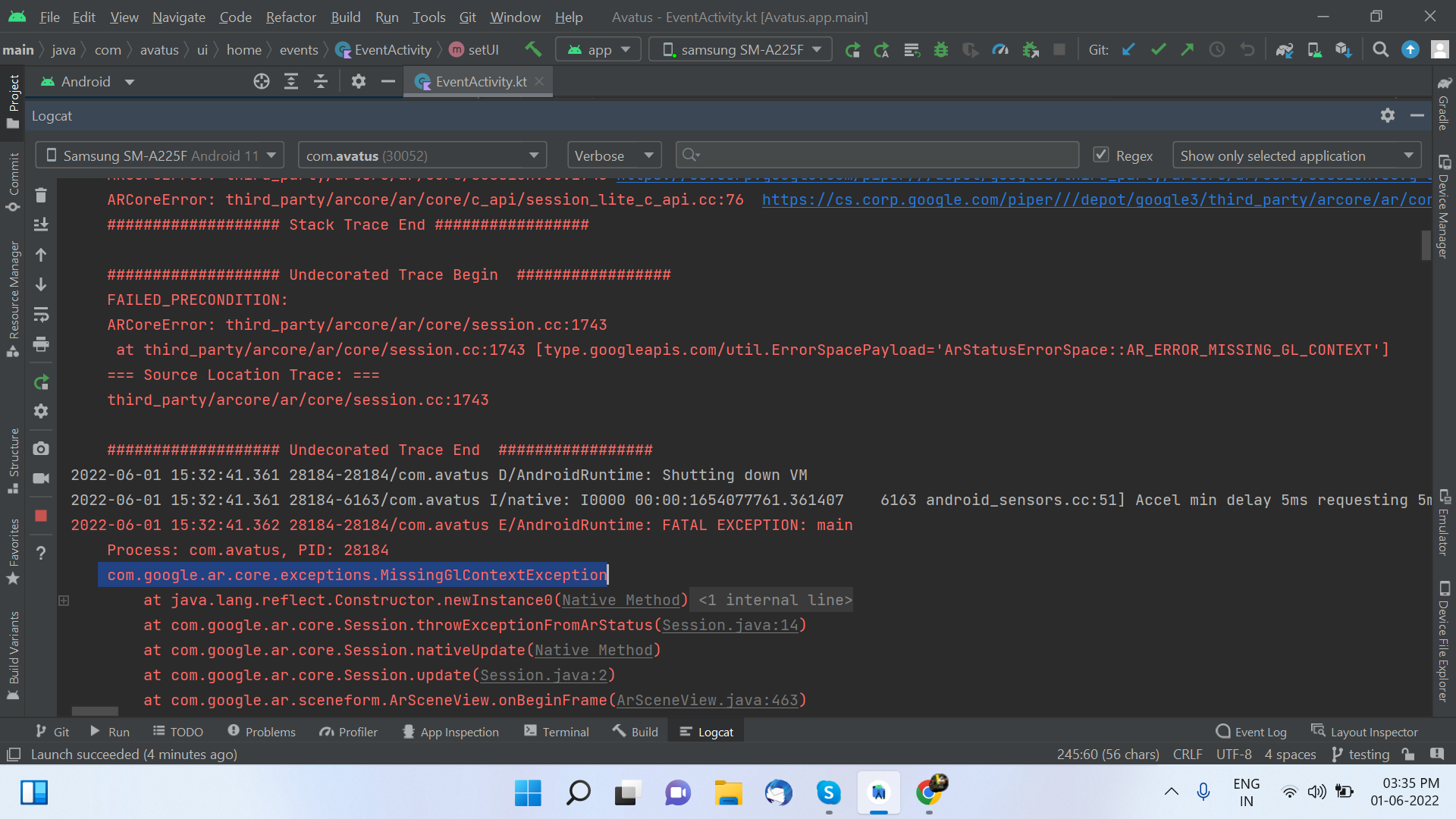 com.google.ar.core.exceptions.MissingGlContextException error in kotlin · Issue #378 · SceneView ...