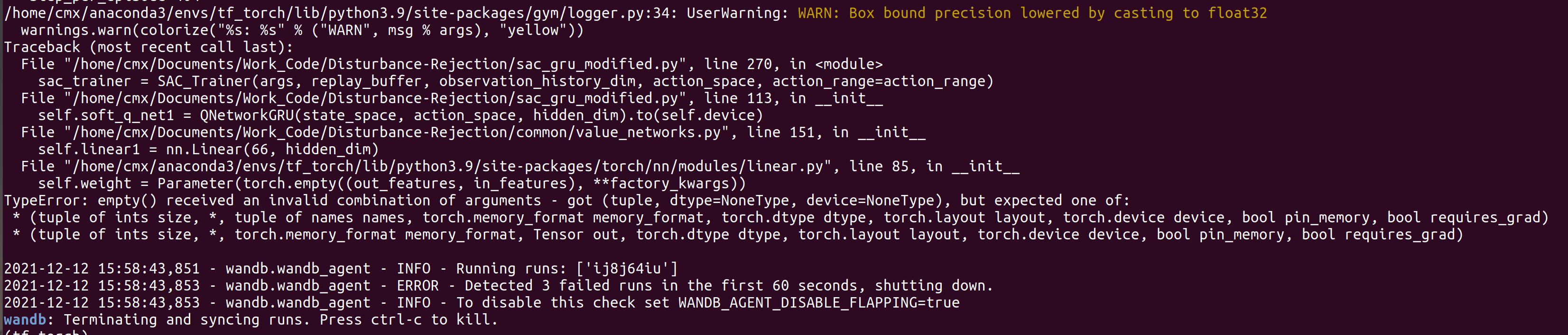 [Q]when I run the sweep agent "wandb agent caimingxue/MagRobot_RL/i7b2ug3h", it occurs some ...