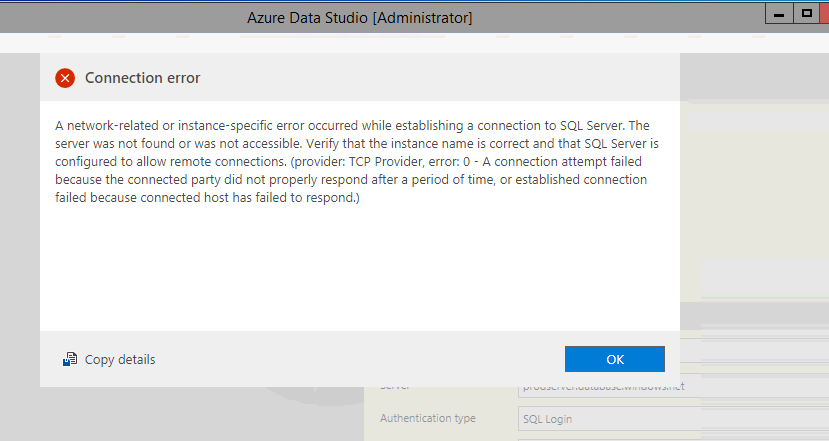 unable to login Azure Sql DB using Azure Data studio & SSMS. · Issue #348 · QT-DevOps ...