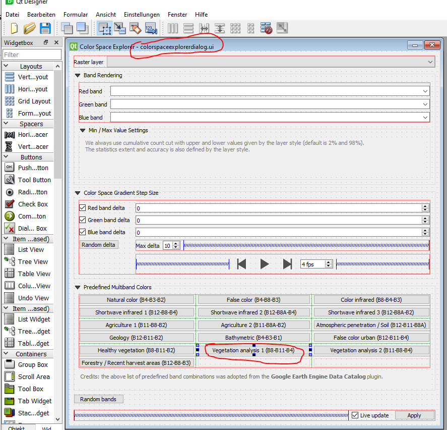Color Space Explorer: customize Predefined Multiband Colors Create issue · Issue #23 · EnMAP-Box ...