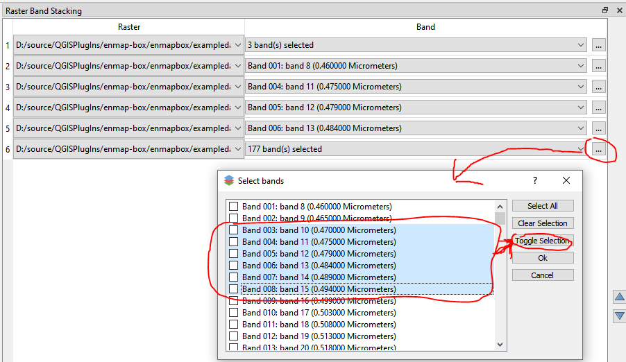 [raster Band Stacking] Toggle Selection Is Not Working Correctly · Issue 208 · Enmap Box Enmap