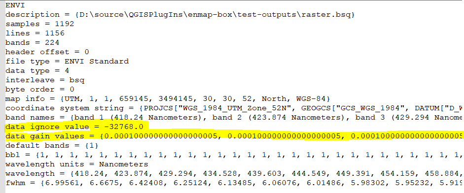 improve EnMAP L2B product export to ENVI BSQ format · Issue #267 · EnMAP-Box/enmap-box · GitHub