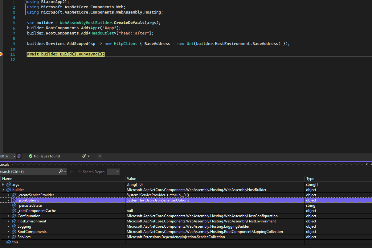 [wasm][debugger] Blazor/Program.cs, top level main, local var `builder` is not shown in locals ...