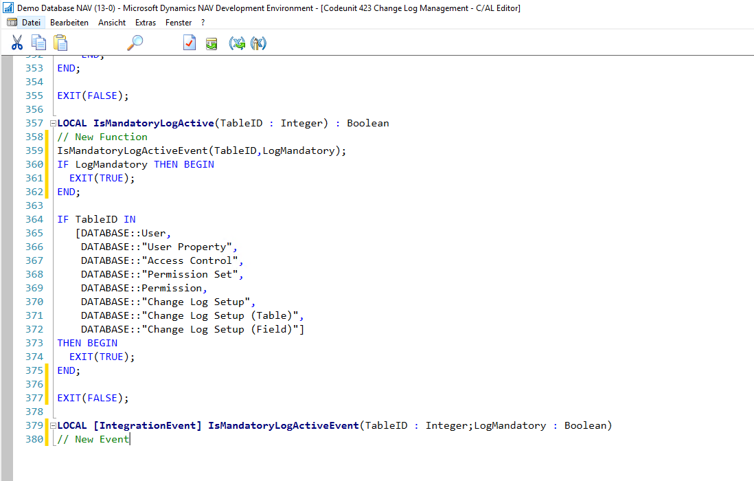 [Event Request] COD423 Change Log Management ...