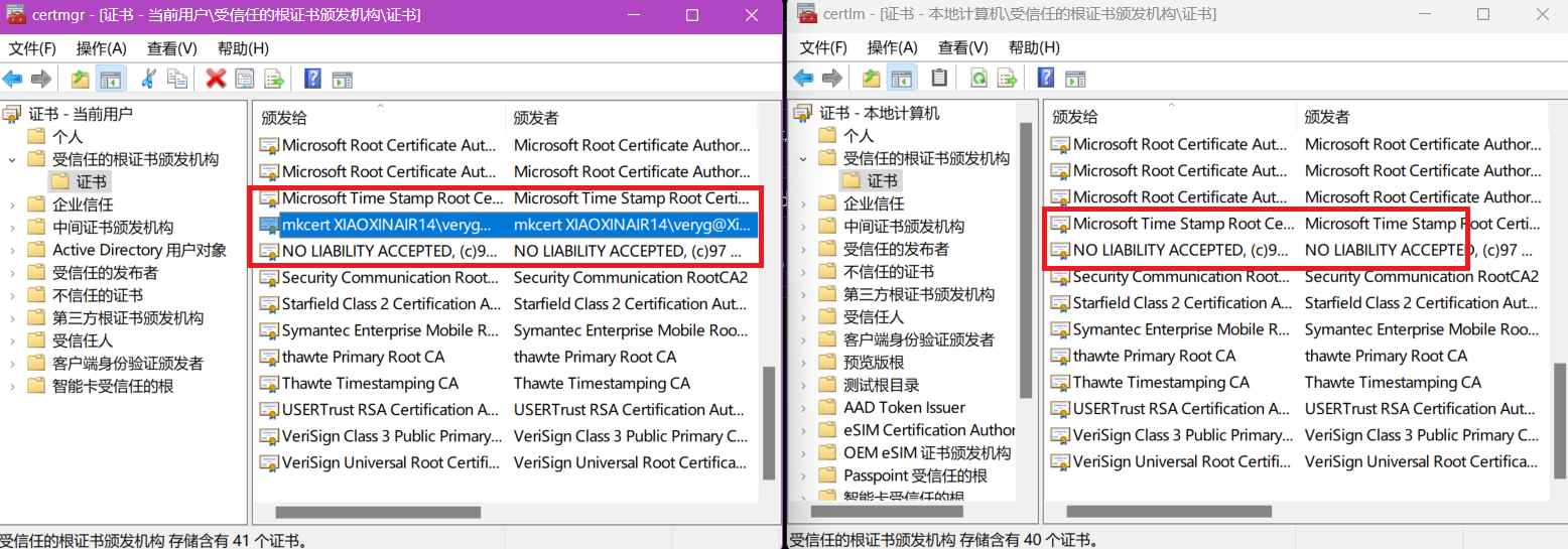 Root CA not added to certlm.msc(Local Machine Cert), just added to ...