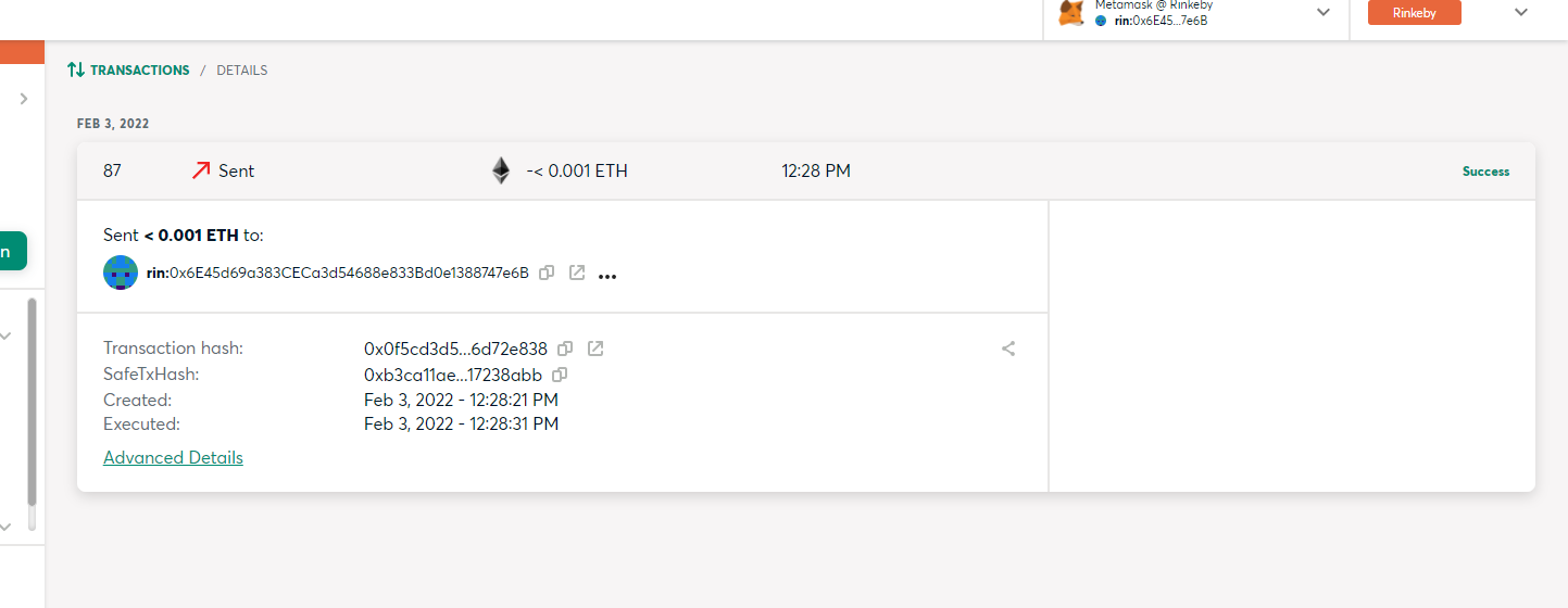 Tx Details No Stepper For 1 X Safe Tx Creation And Execution · Issue 3427 · 5afe Safe React