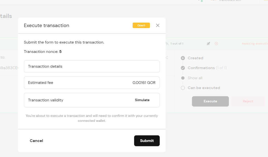 [Smart contract wallet] - Executing a tx still shows the "Execute tx" checkbox · Issue #930 ...