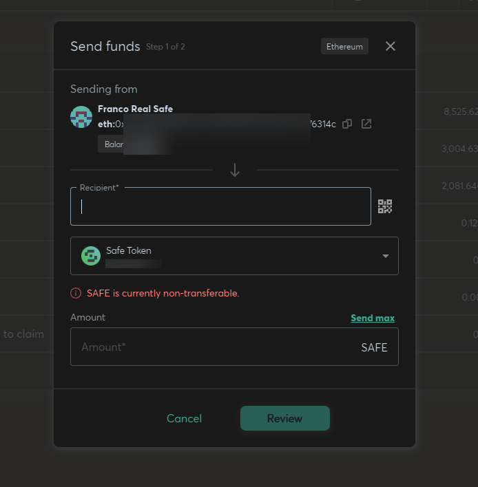 [Safe tokens] - Warning "no transfer possible" is not shown in send funds modal · Issue #1244 ...