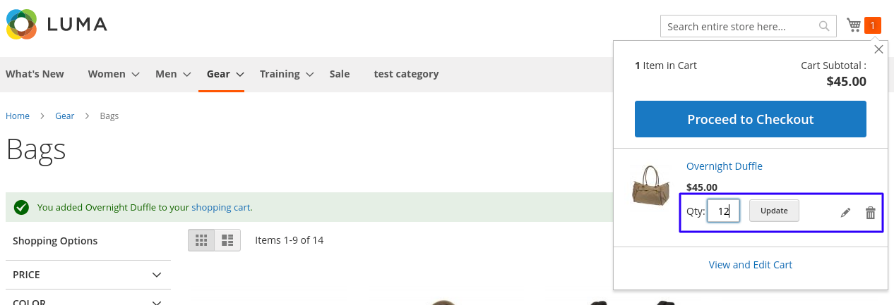 In mobile view, go to mini cart and edit the quantity of product, at that time update button ...