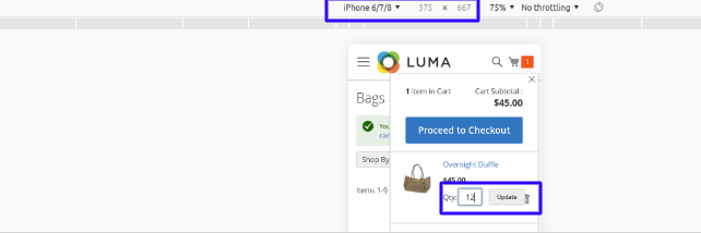 In mobile view, go to mini cart and edit the quantity of product, at that time update button ...