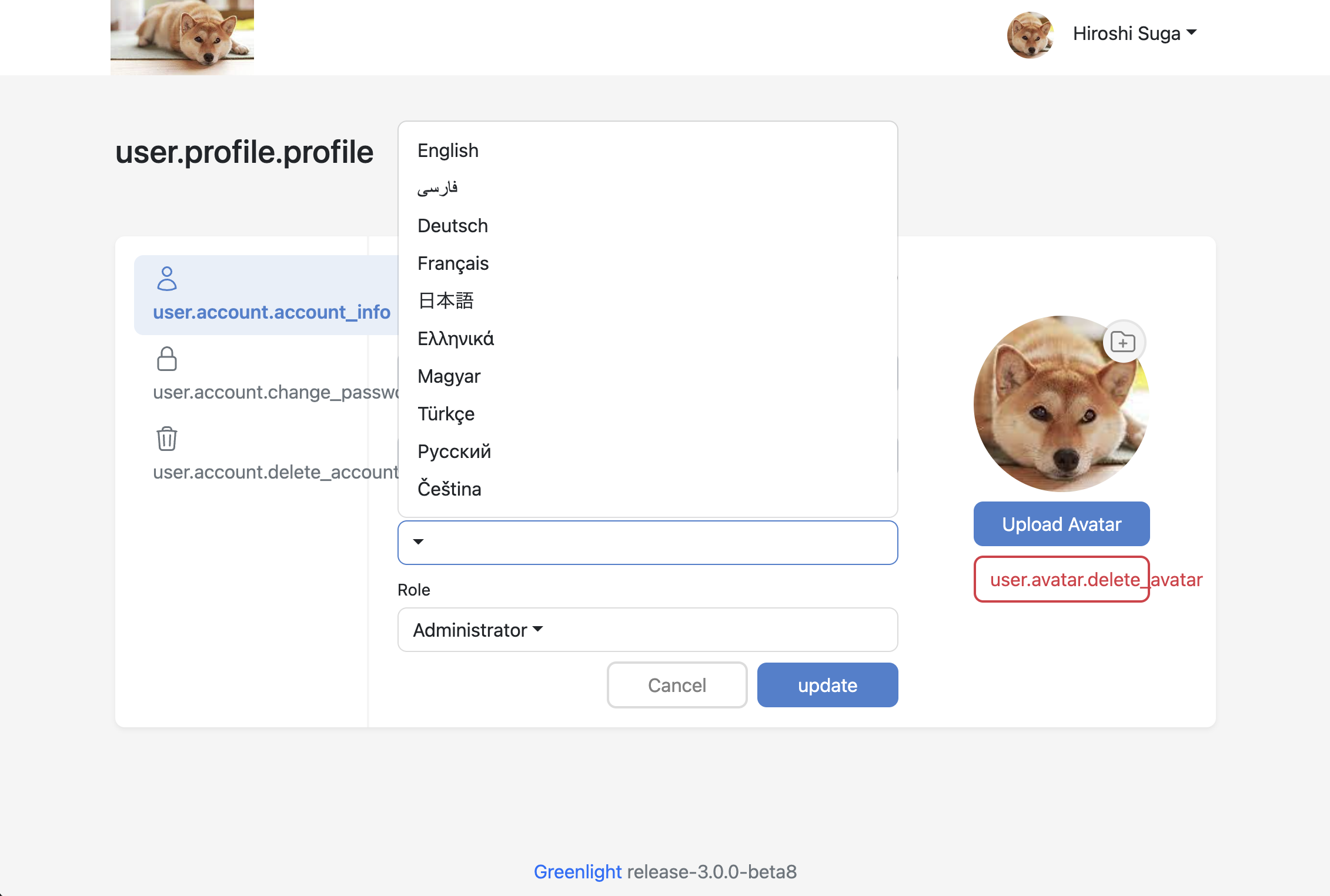 [v3] beta7 to beta8 upgrading broke locale · Issue #4421 · bigbluebutton/greenlight · GitHub